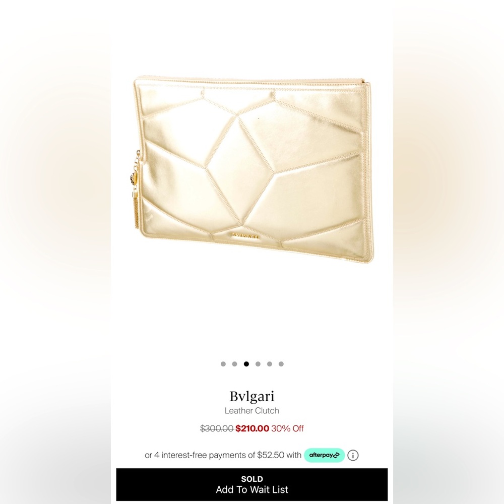 Bvlgari / Bulgari Gold Leather Clutch With Snake Head… - Gem